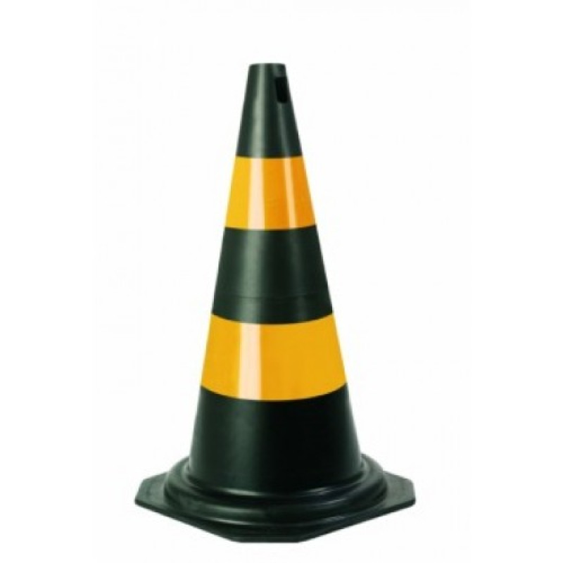 Cone 50Cm Pvc Preto/Amarelo Plastcor